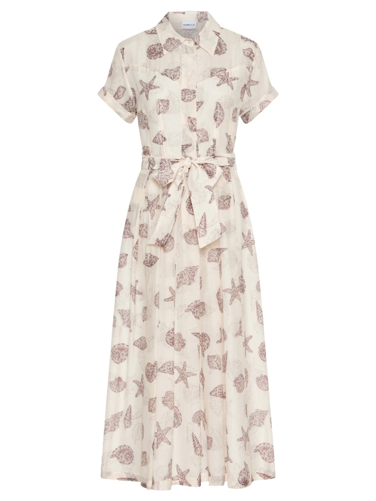 MARELLA Marella Cotton and Silk Voile Seashell Print Shirt Dress